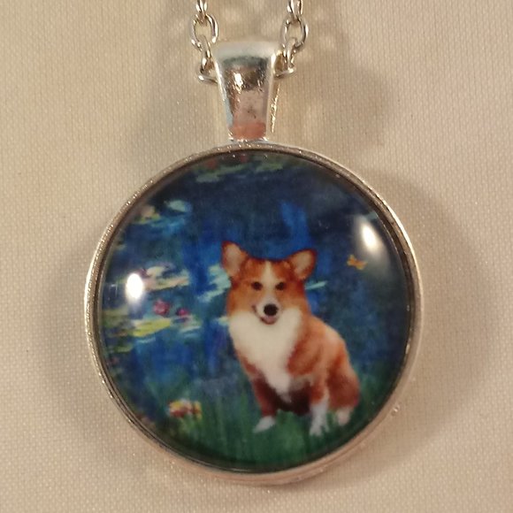 Kristy's Jewels | Jewelry | Silver Corgi Dog Cabochon Pendant Chain ...